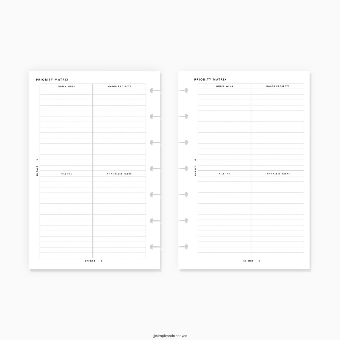 Action Priority Matrix Quick Wins Major Projects Fill Ins | Etsy