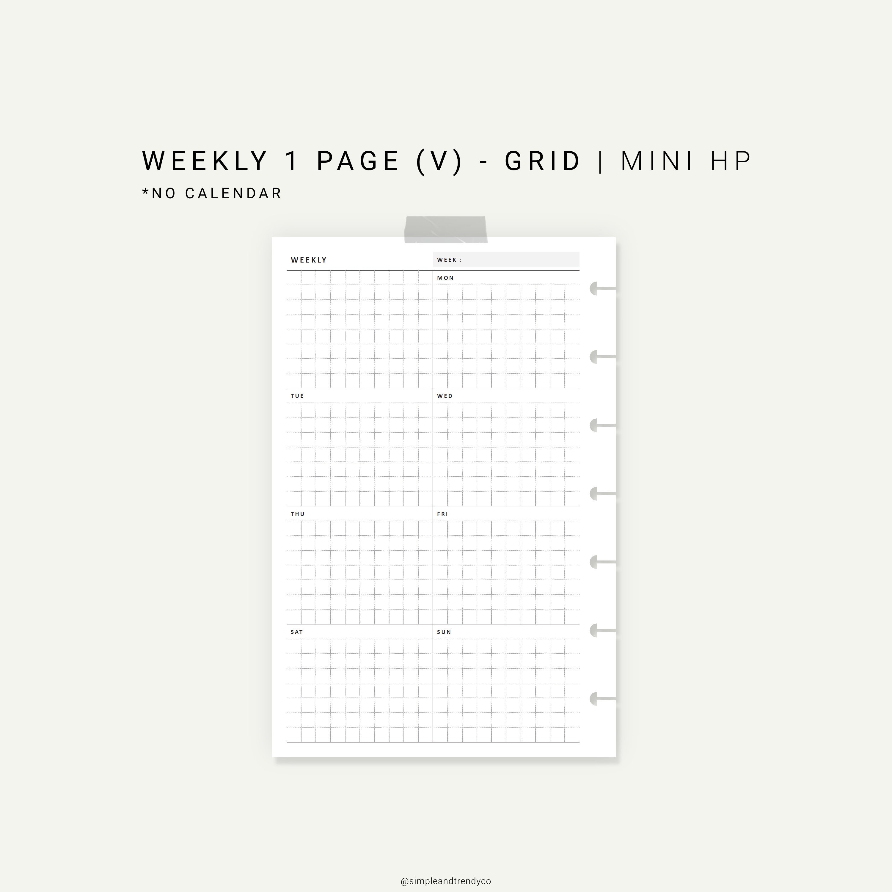 Week on One Page Printable Happy Planner Mini Weekly 1 Page | Etsy