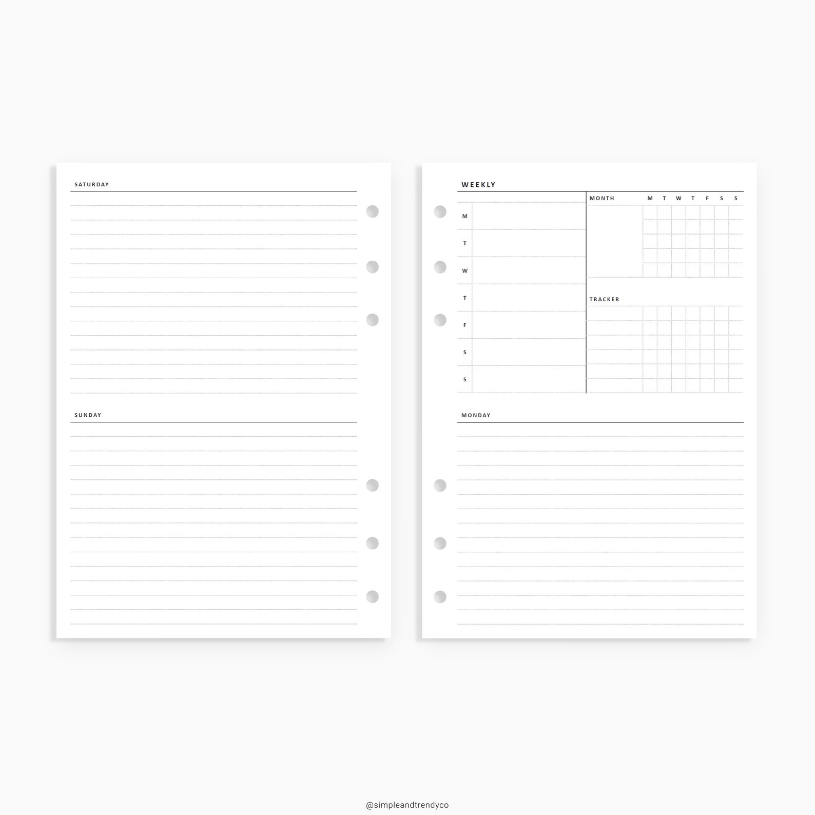 Undated Weekly Planner Printable Personal Wide Weekly | Etsy