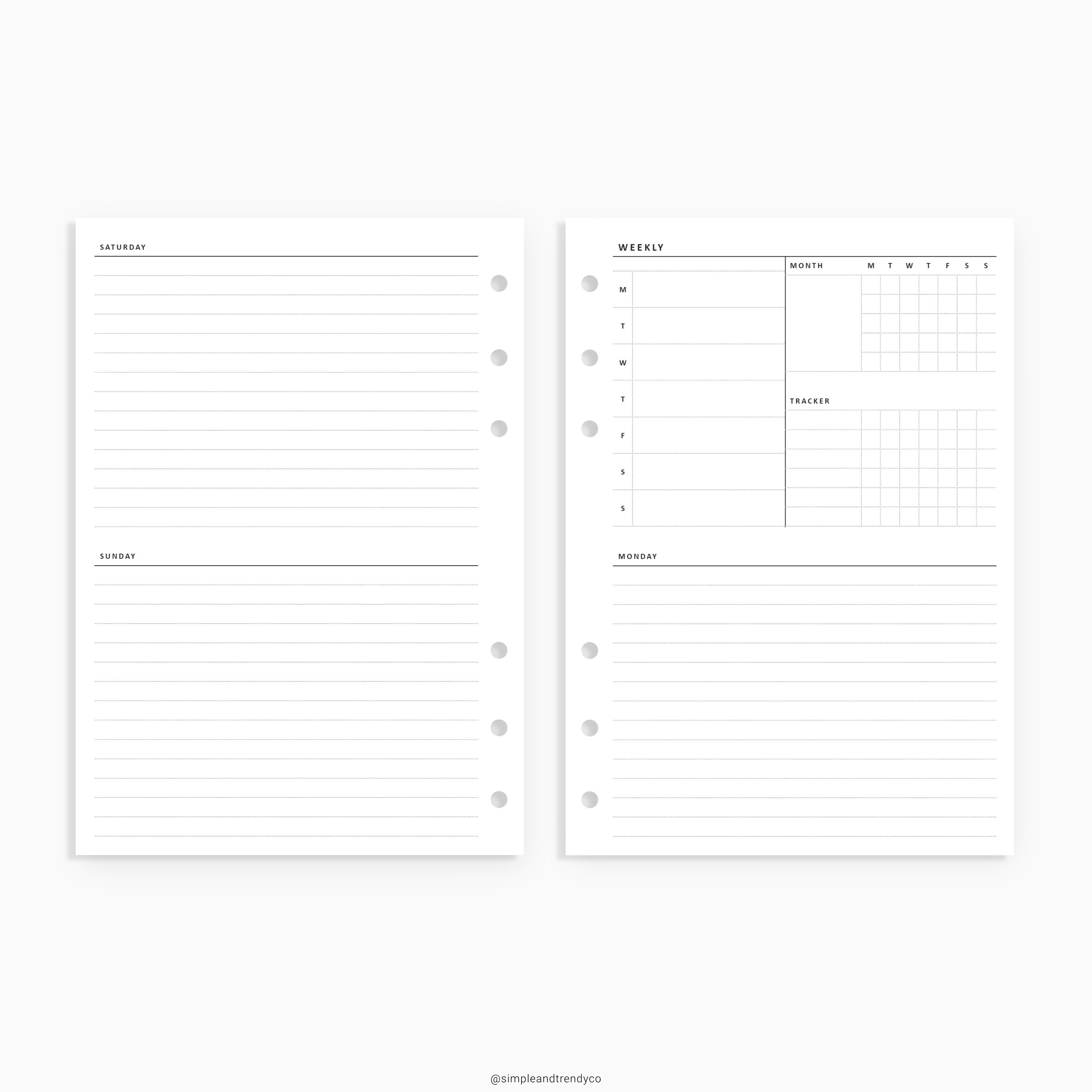 Undated Weekly Planner Printable Personal Wide Weekly | Etsy