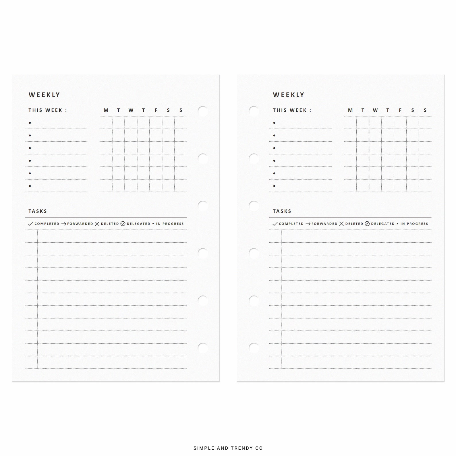 Weekly Planner Calendar Pocket Size Printable Week on 1 Page - Etsy