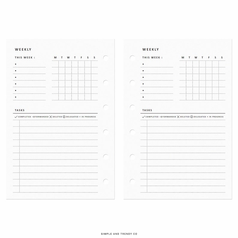 Weekly Planner Calendar Pocket Size Printable Week on 1 Page - Etsy