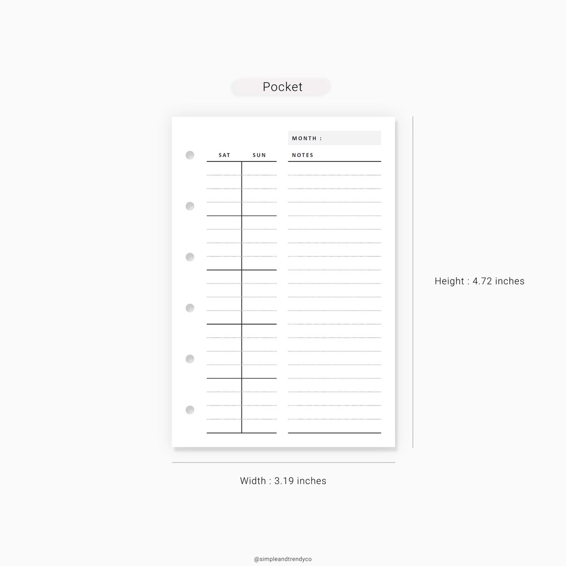 Monthly Planner Printable Pocket Size Undated Monthly Plan | Etsy