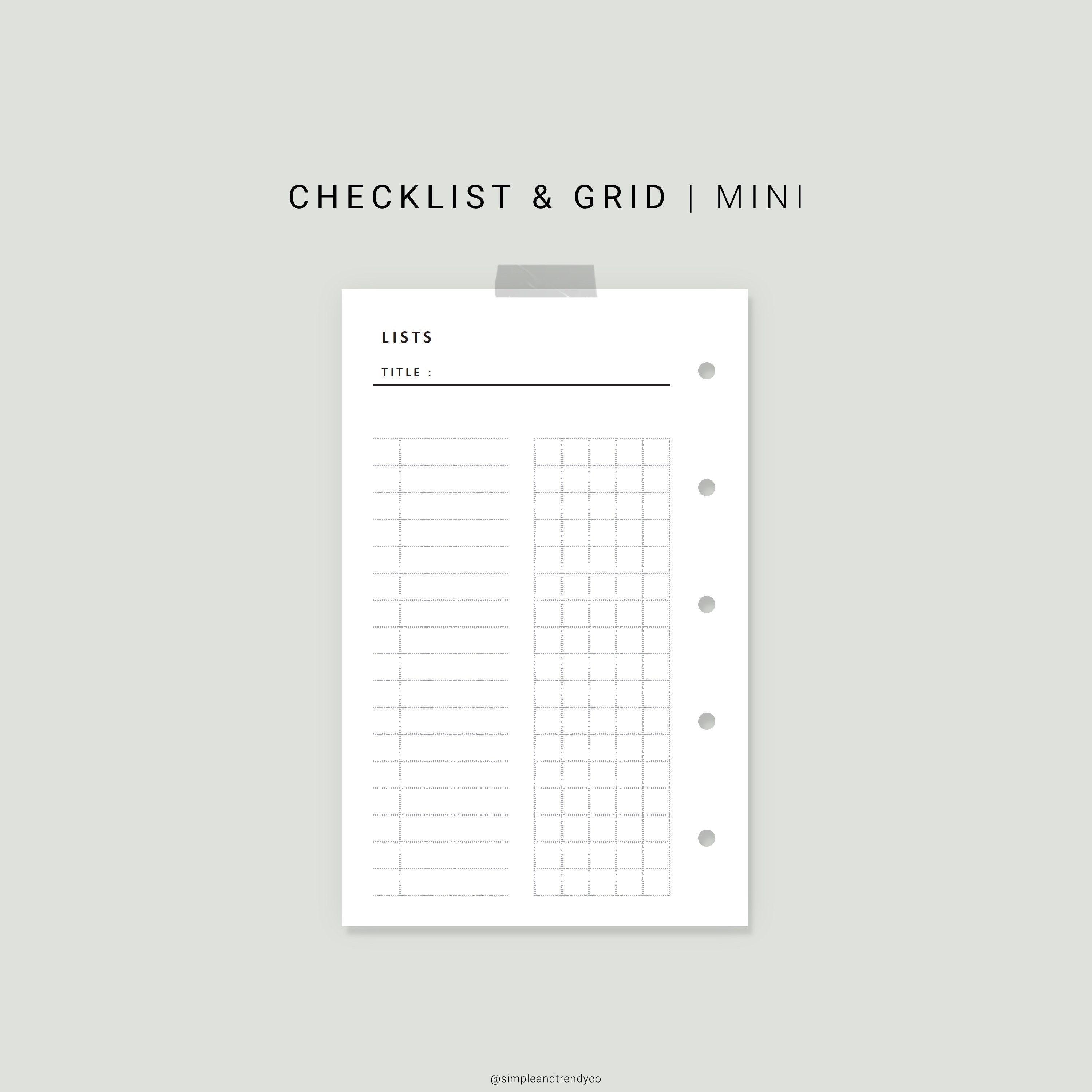 To Do List Printable Mini Size Filofax Mini Grocery List | Etsy
