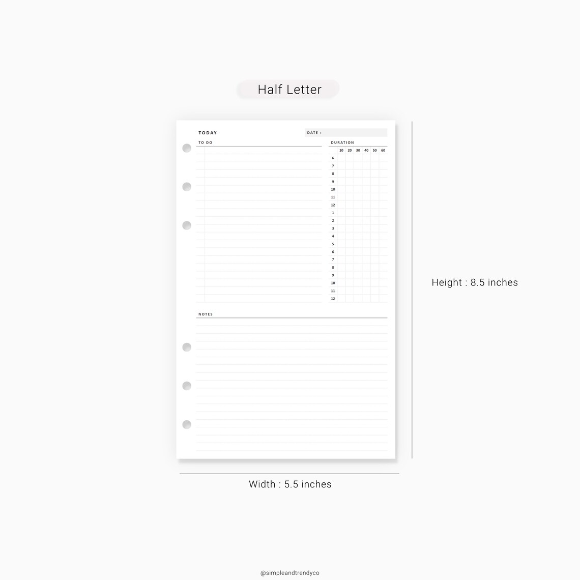 Daily Planner Printable Half size Half Letter Inserts Daily | Etsy