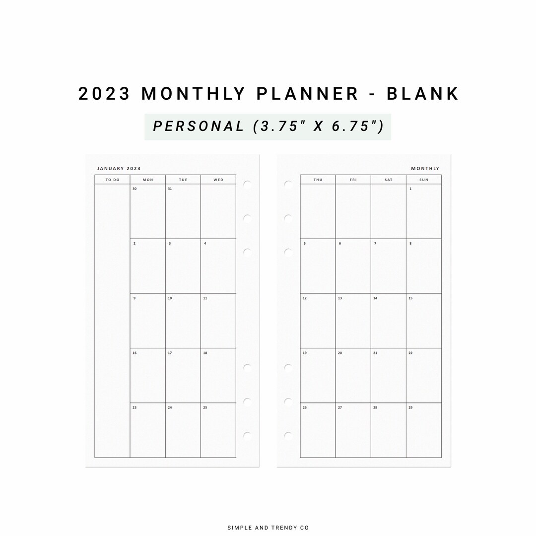 2023 Monthly Planner Minimalist Printable Personal Planner - Etsy