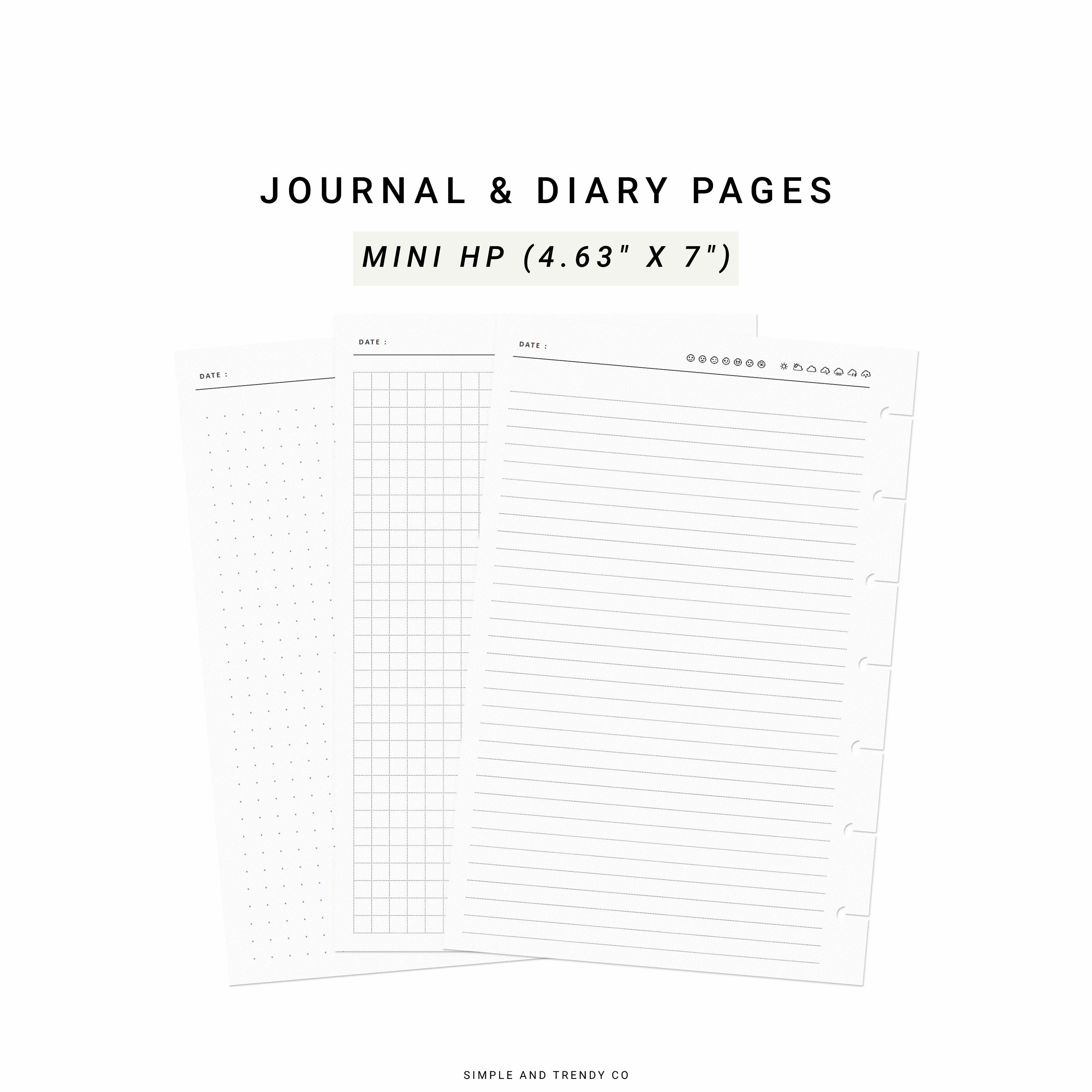 Printable Diary Pages Travel Journal Happy Planner Mini - Etsy