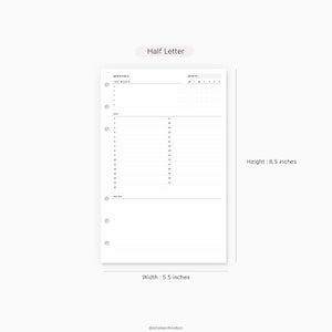 Monthly Overview Printable Half Size Half Letter Inserts | Etsy