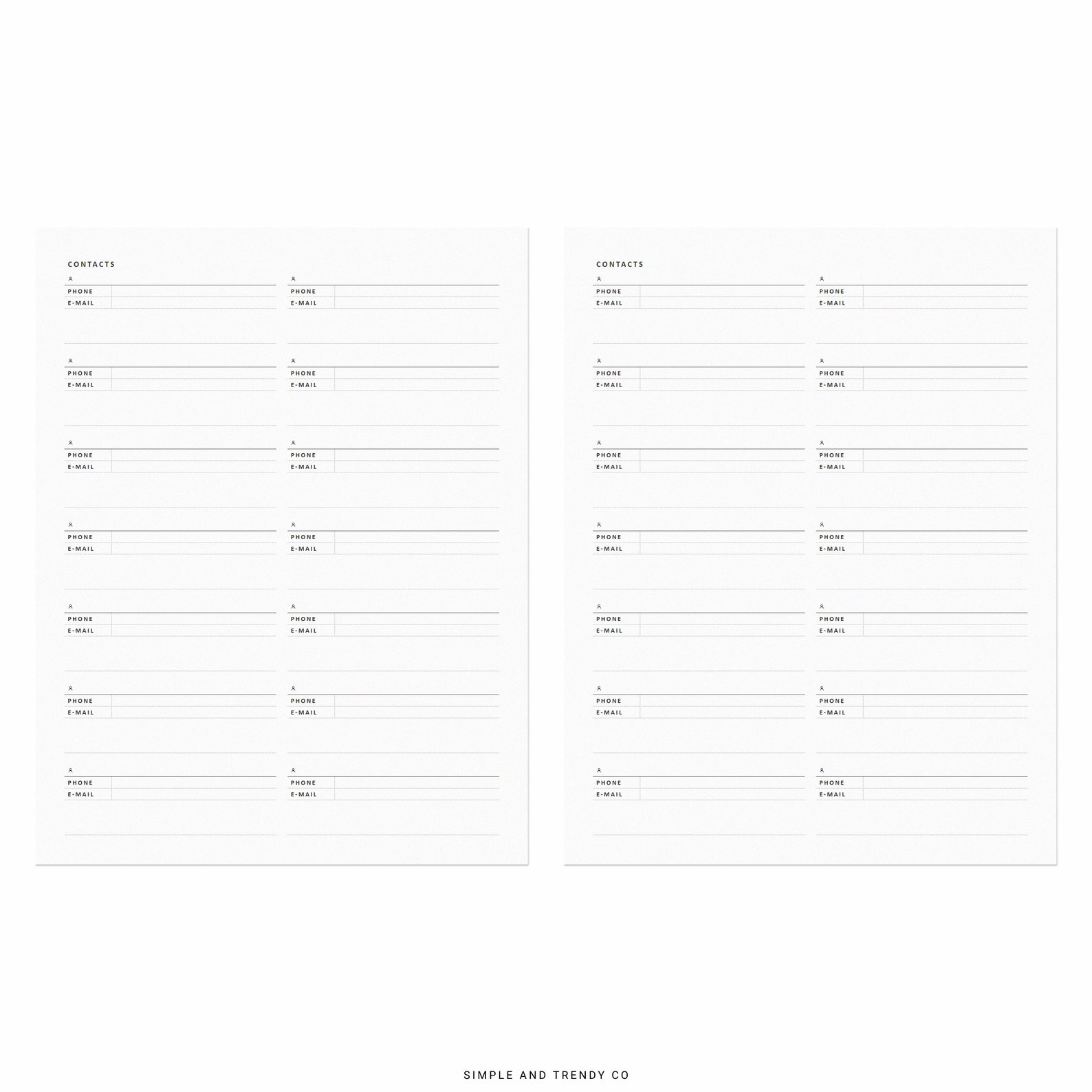 Printable Contacts List US Letter Size Emergency Contacts - Etsy