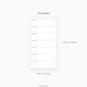 Week On One Page Weekly Planner Pages Printable TN Standard | Etsy