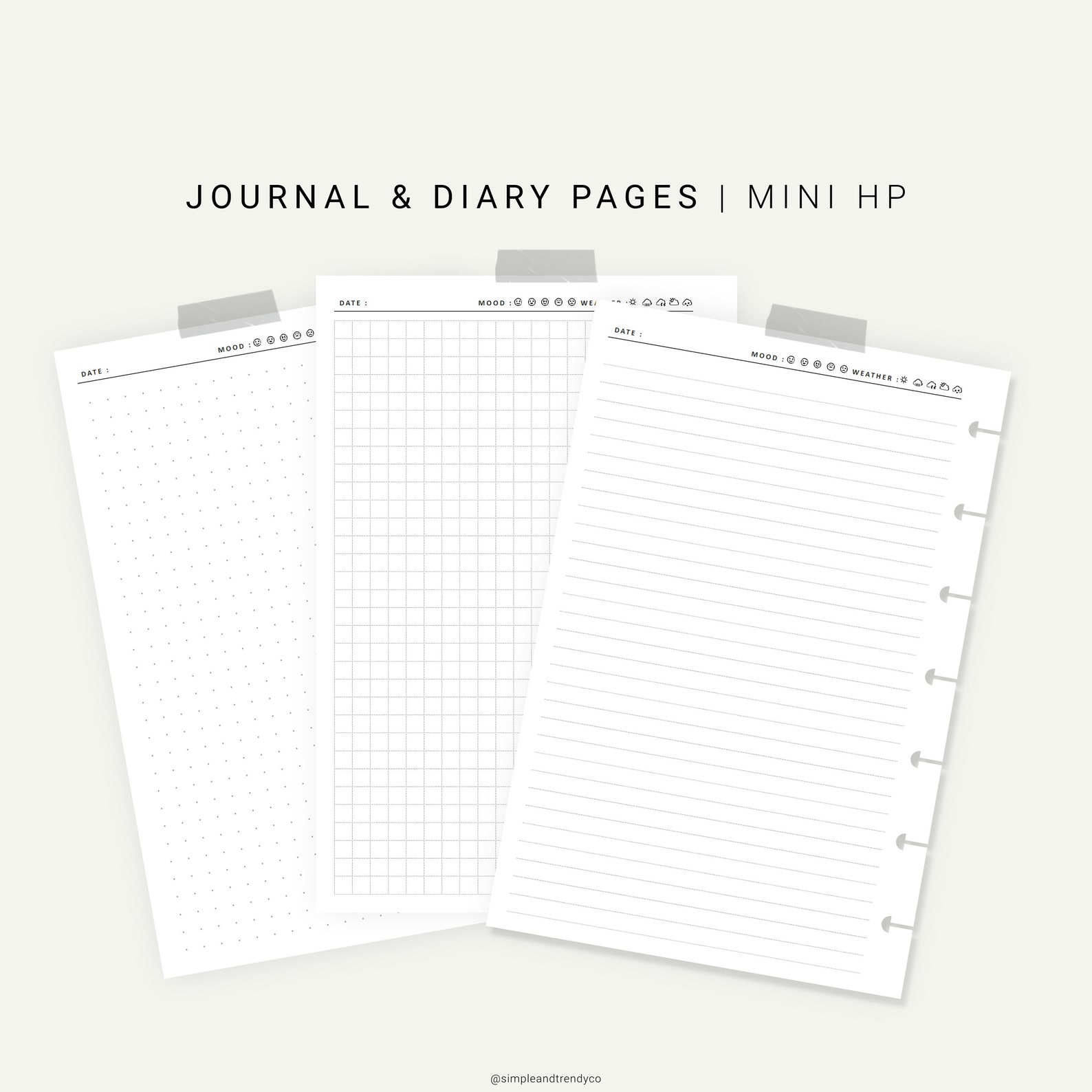 Printable Diary Pages Travel Journal Happy Planner Mini | Etsy