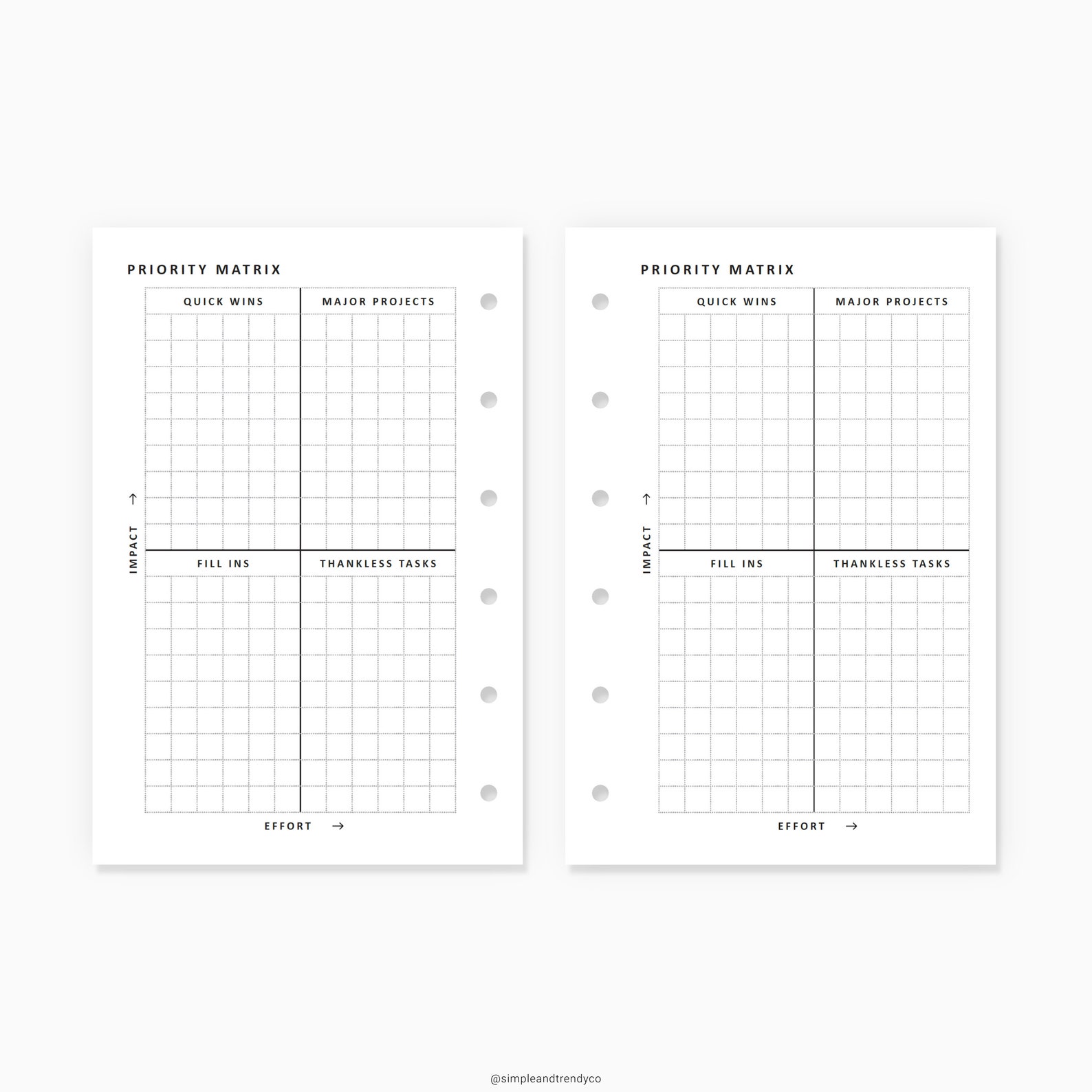 Action Priority Matrix Quick Wins Major Projects Fill Ins | Etsy