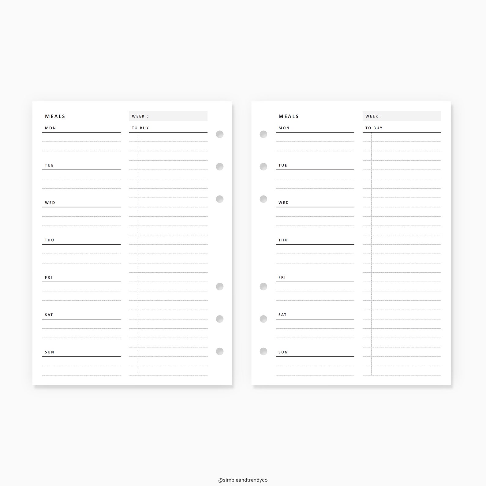 Meal Planner A6 Inserts Weekly Meal Plan Template Printable | Etsy