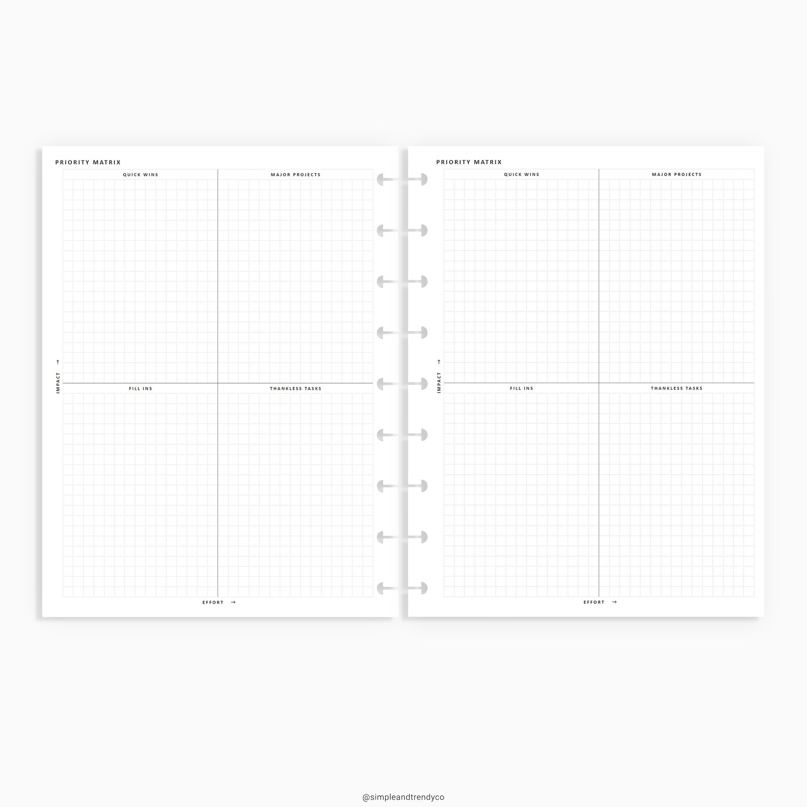 Action Priority Matrix Quick Wins Major Projects Fill Ins | Etsy
