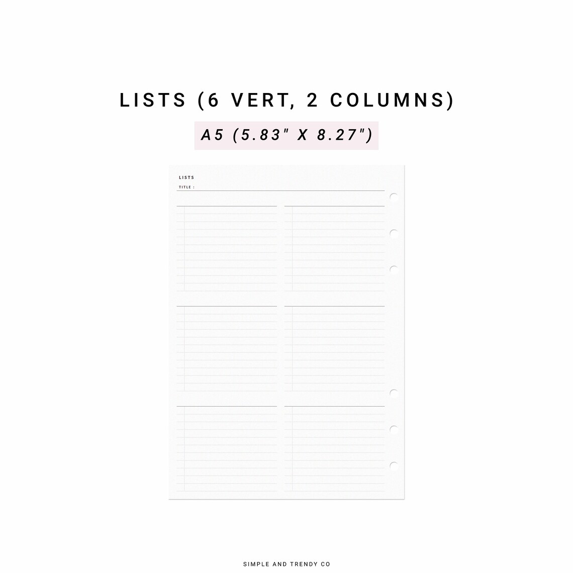 List Tracker A5 Planner Inserts, Grocery List Shopping List, Wish List ...