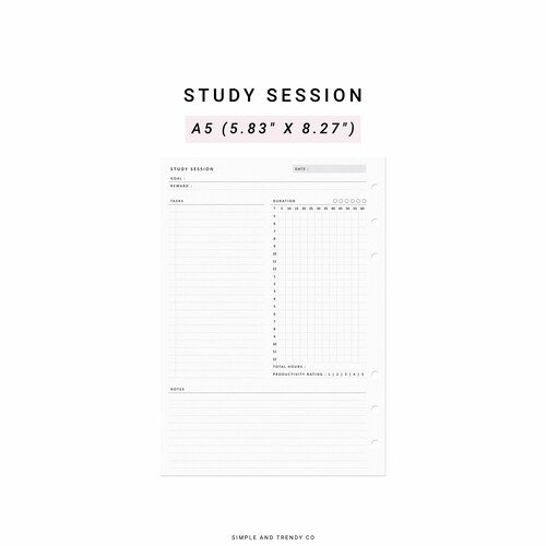 A5 Inserts : Study Planner Printable Daily Study Organizer - Etsy