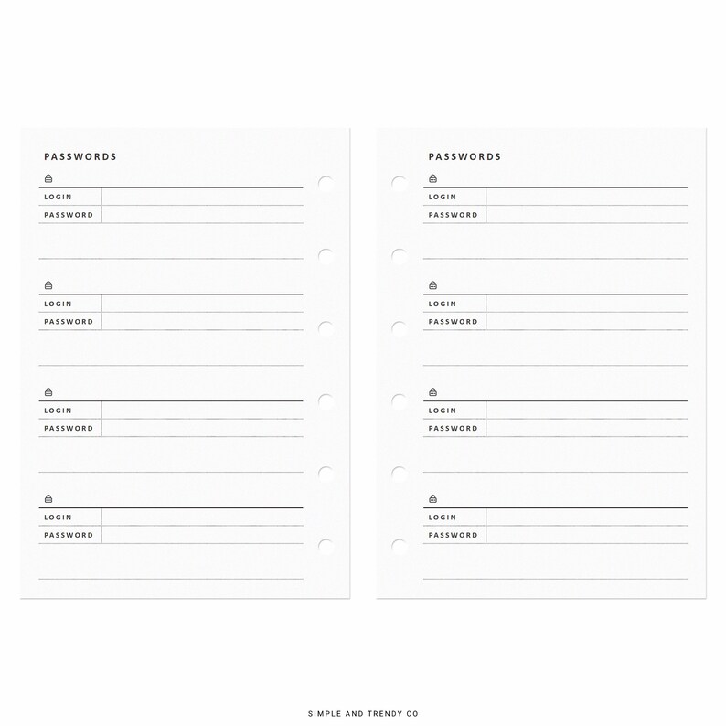 Printable Password Log Pocket XL Password Keeper Password - Etsy
