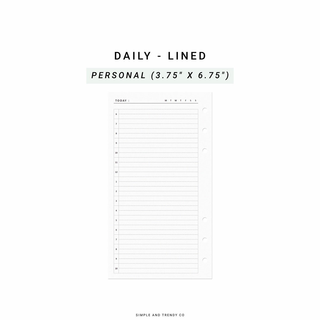 Daily Planner Personal Planner Inserts PDF Day Planner - Etsy