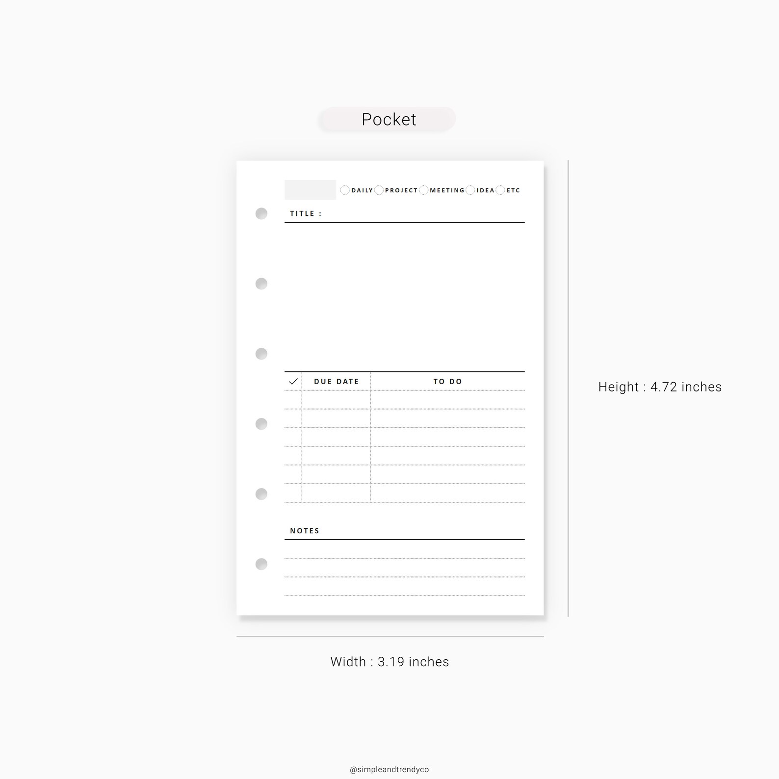 Project Planner Pocket Size Printable Daily Planner Ideas | Etsy