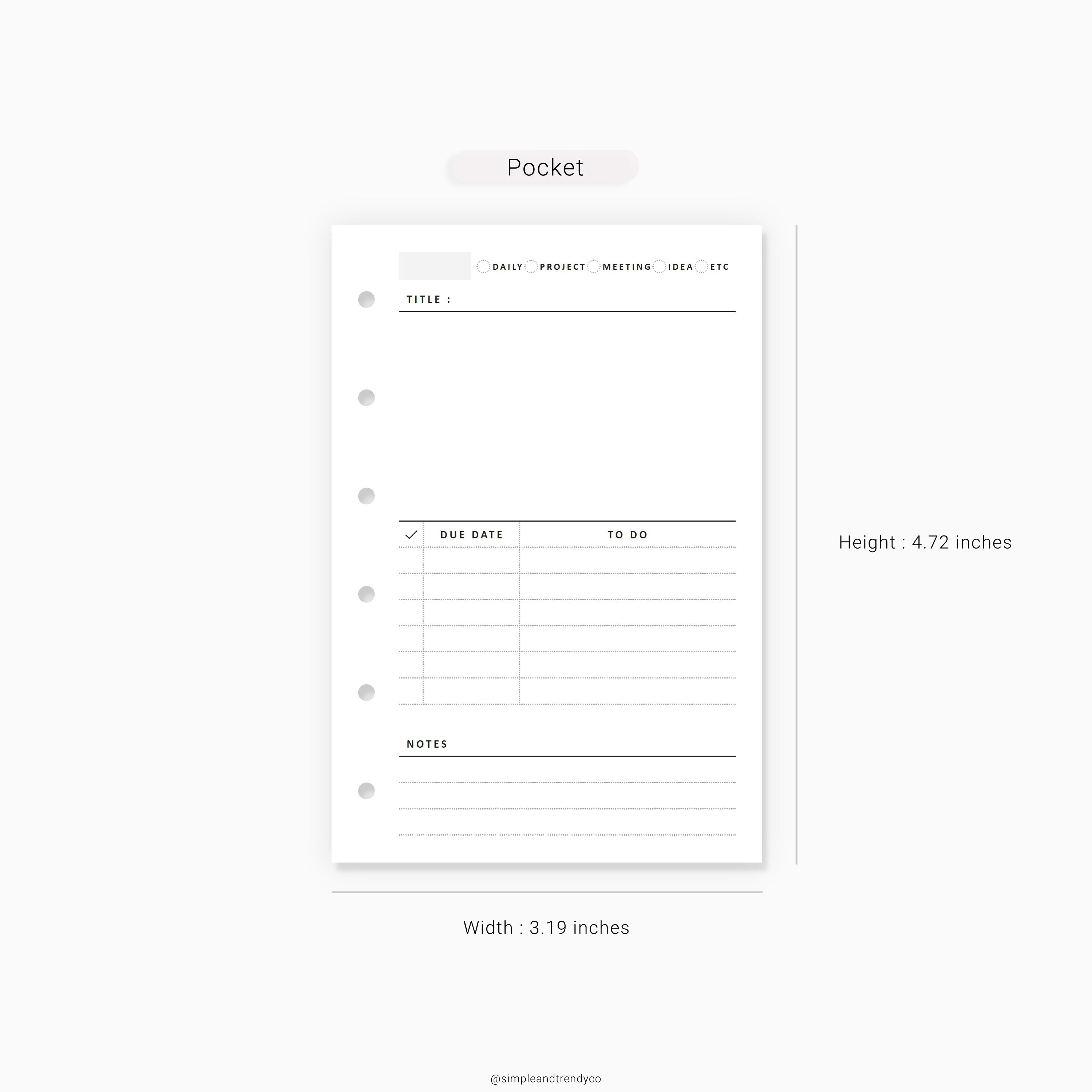 Project Planner Pocket Size Printable Daily Planner Ideas | Etsy