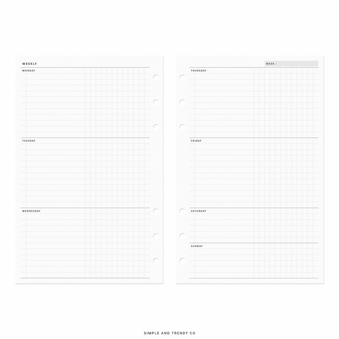 Weekly Planner Printable Half Size Half Letter Inserts Weekly - Etsy