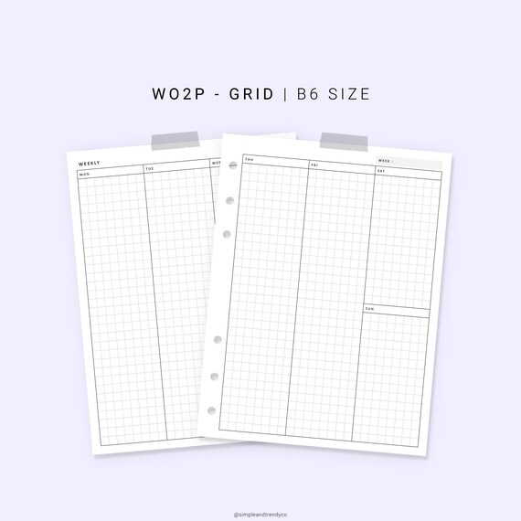 Vertical Weekly Planner B6 Inserts Weekly Agenda WO2P Weekly | Etsy