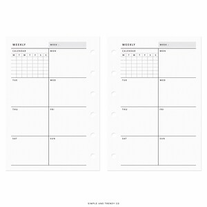 Week on One Page Printable Pocket XL, Weekly 1 Page Vertical Weekly ...