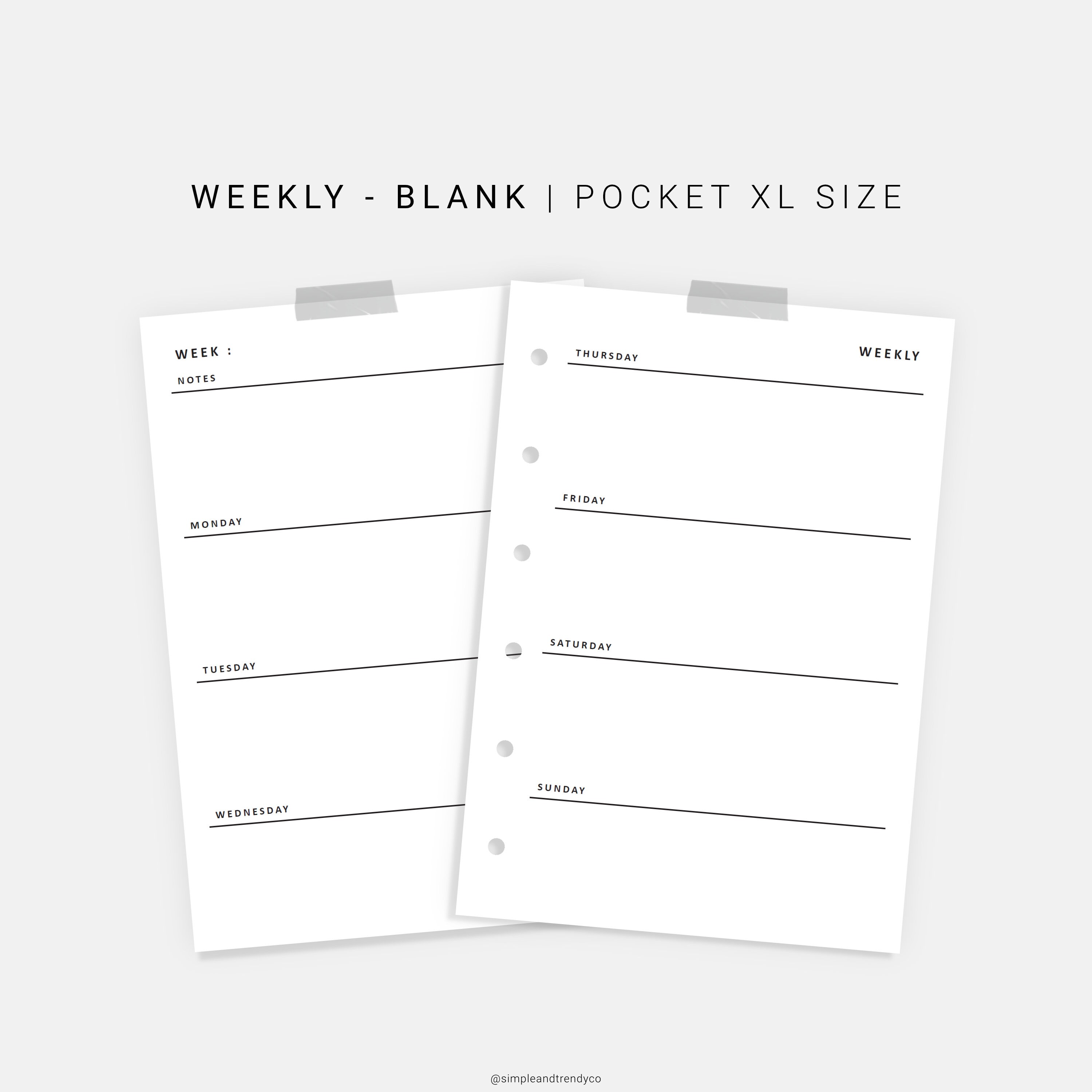 Weekly Planner Printable Pocket XL Weekly Schedule Printable | Etsy