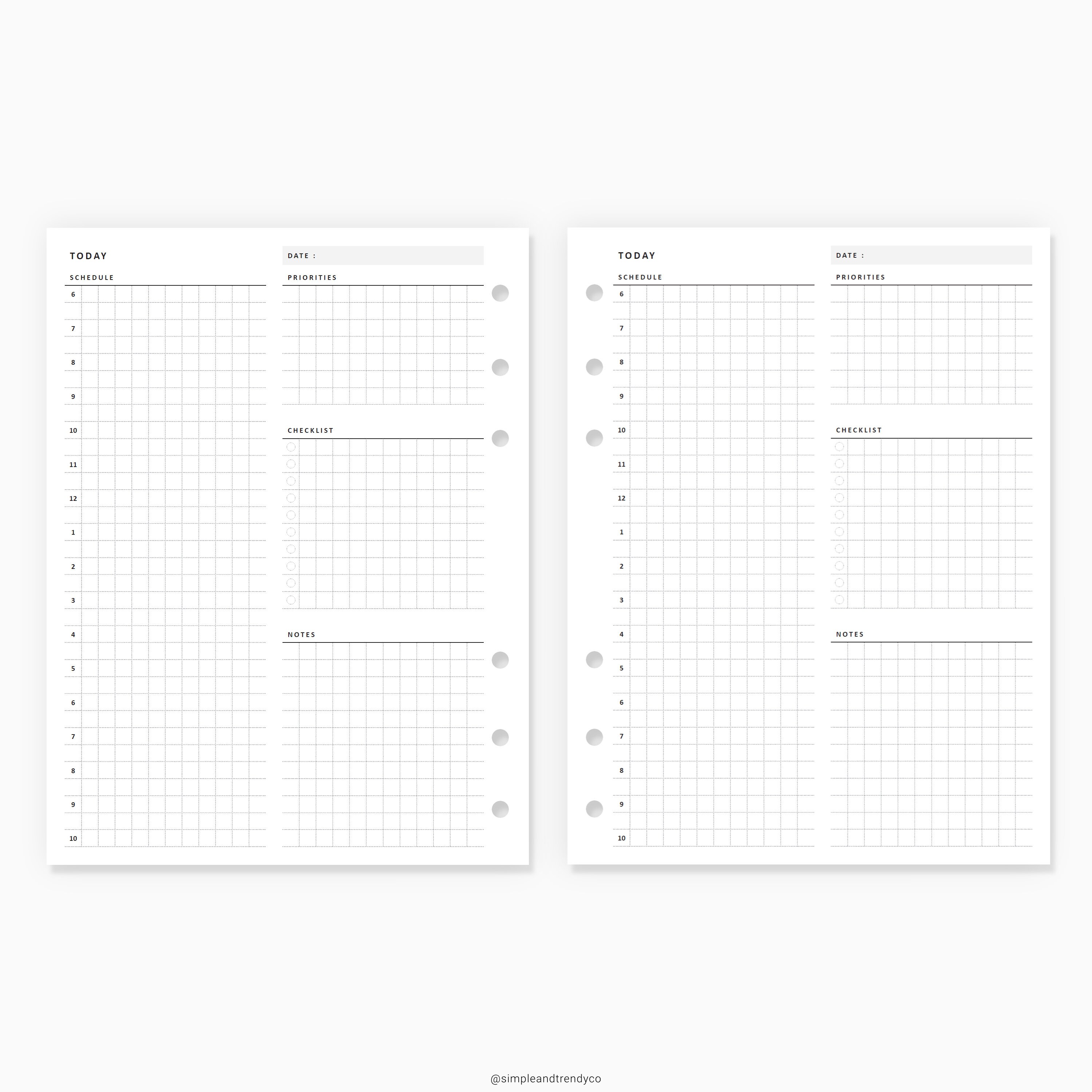 Daily Planner Printable B6 Inserts Daily Planners Half Hour | Etsy