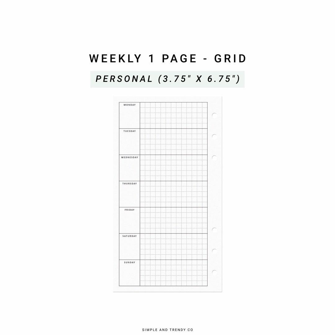 Week on One Page, Weekly Planner Pages, Printable Personal Planner ...