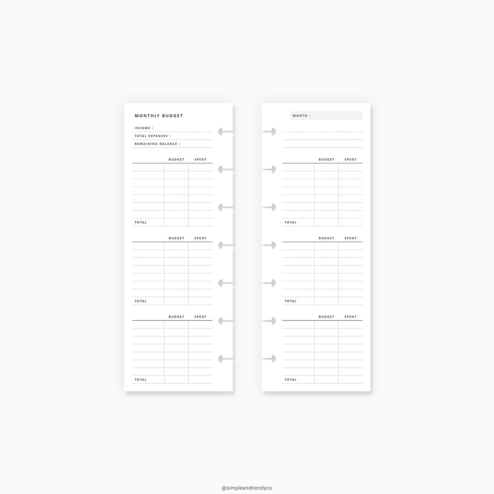 Budget Planner Printable Skinny Mini HP Monthly Budget | Etsy