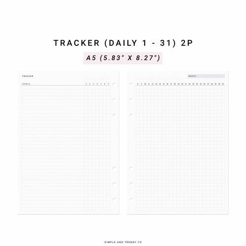 A5 Inserts : Monthly Tracker Habit Tracker Weekly Tracker - Etsy