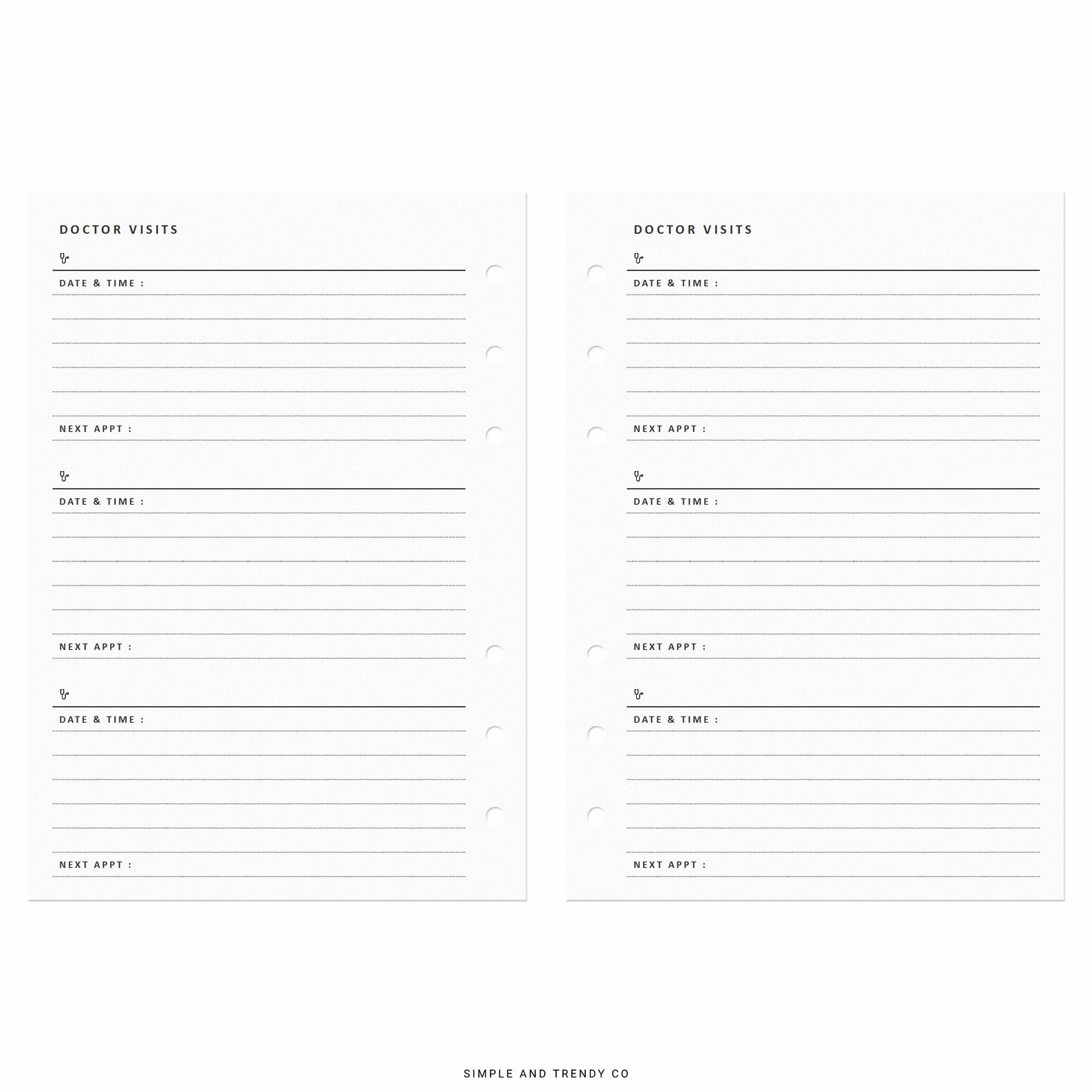 Doctor Visits A6 Inserts Doctor Appointments Physicians - Etsy