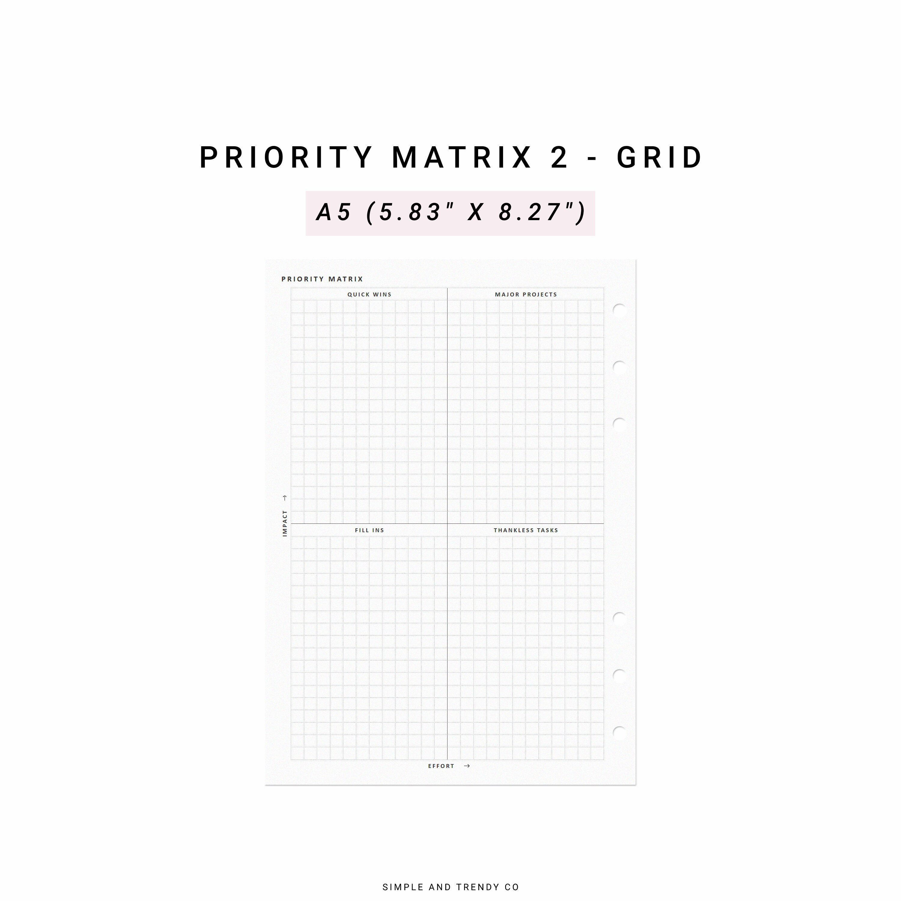 Action Priority Matrix Quick Wins Major Projects Fill Ins - Etsy
