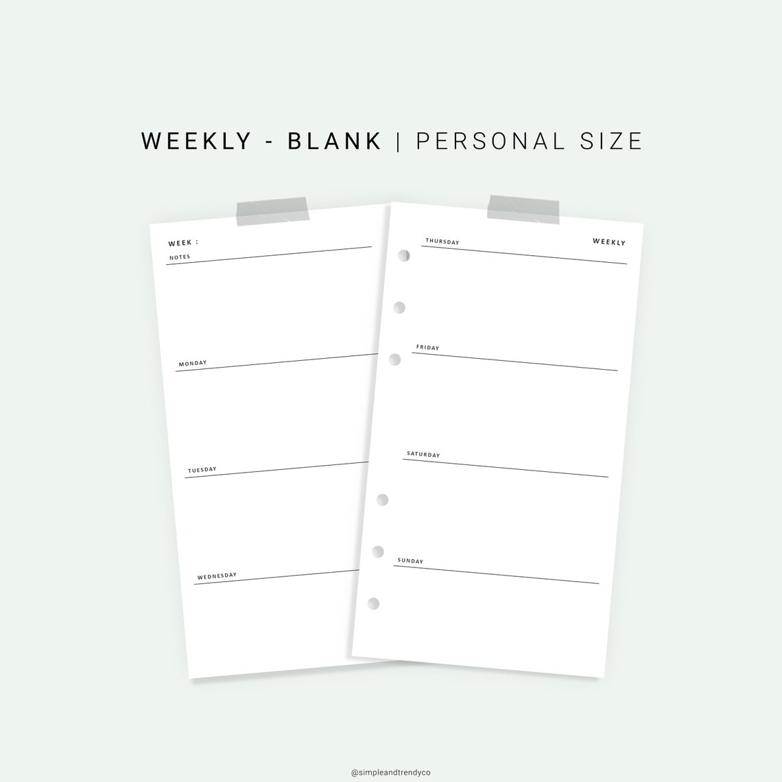 Weekly Planner Printable Personal Planner Inserts Weekly | Etsy