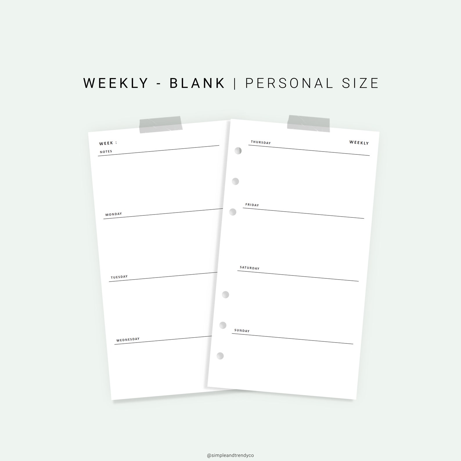 Weekly Planner Printable Personal Planner Inserts Weekly | Etsy