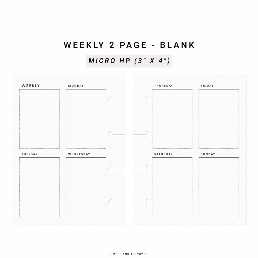 Week on 2 Two Pages Micro Happy Planner Weekly Agenda - Etsy