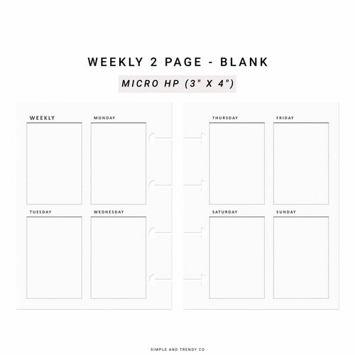 Undated Weekly Planner Printable Horizontal Layout - Etsy