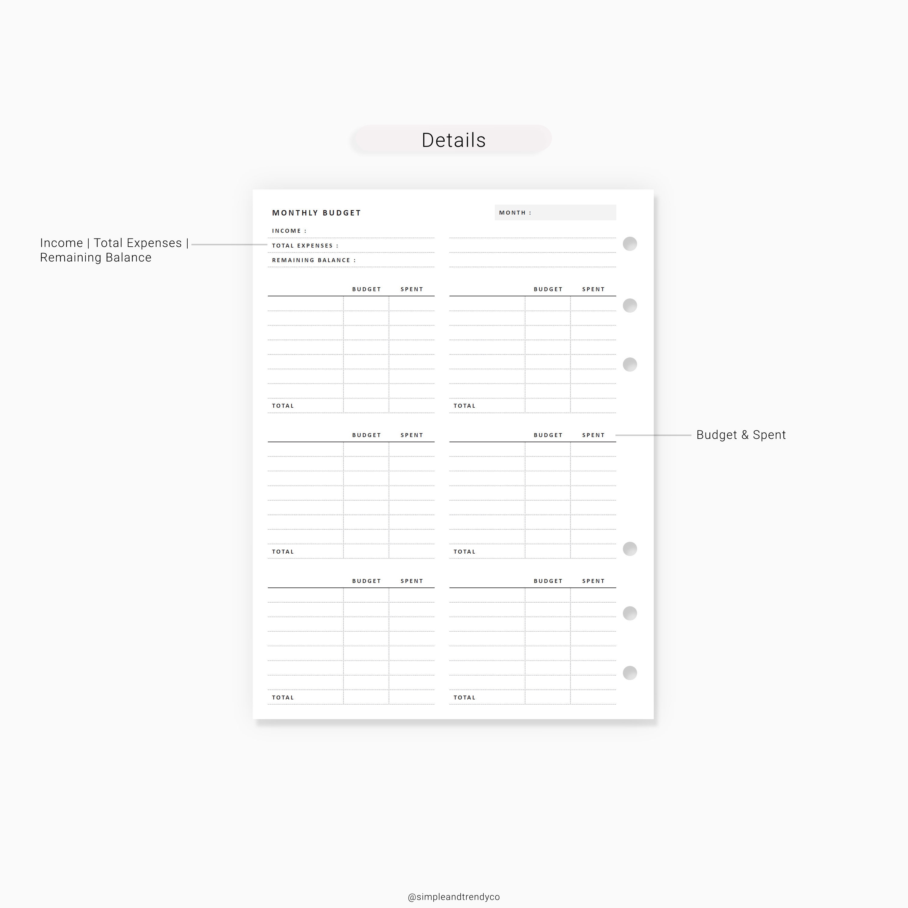 B6 Inserts Budget Planner Printable Monthly Budget Template | Etsy