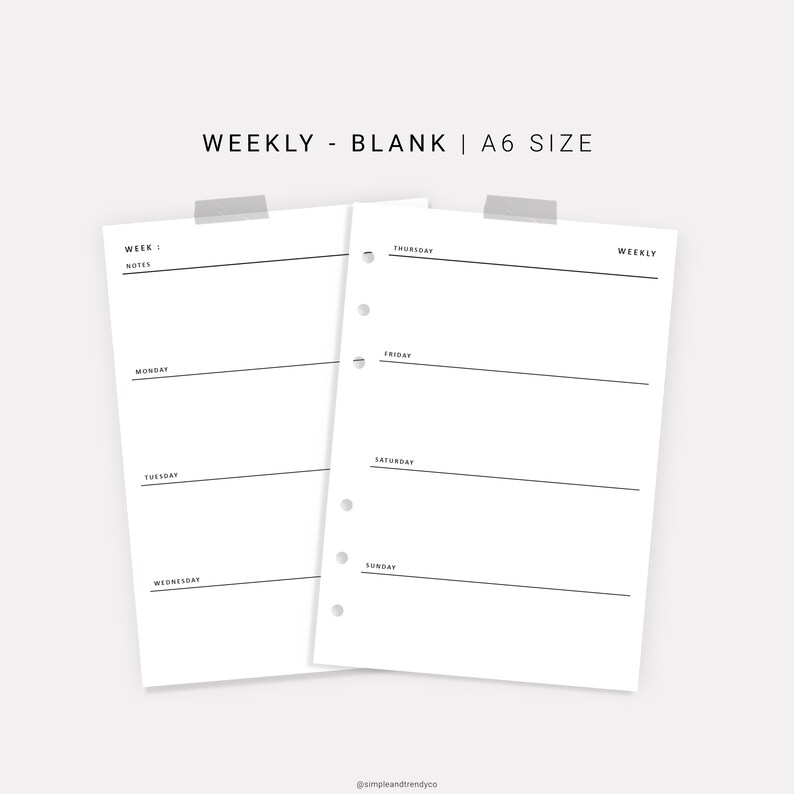 Weekly Planner Printable A6 Inserts Weekly Schedule - Etsy