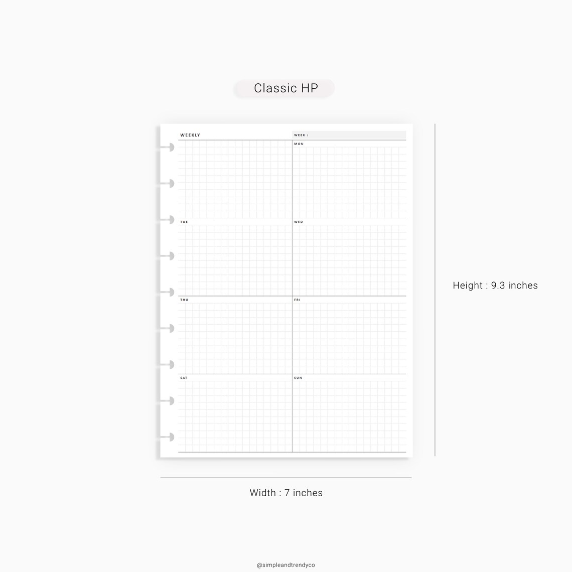 Week on One Page Printable Happy Planner Classic Weekly 1 | Etsy
