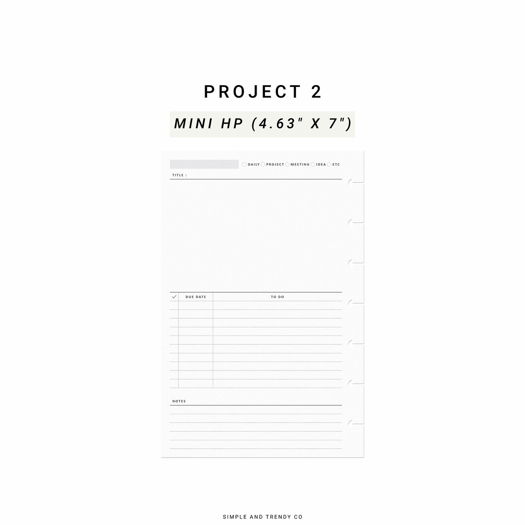 Project Planner Happy Planner Mini, Printable Daily Planner, Ideas ...
