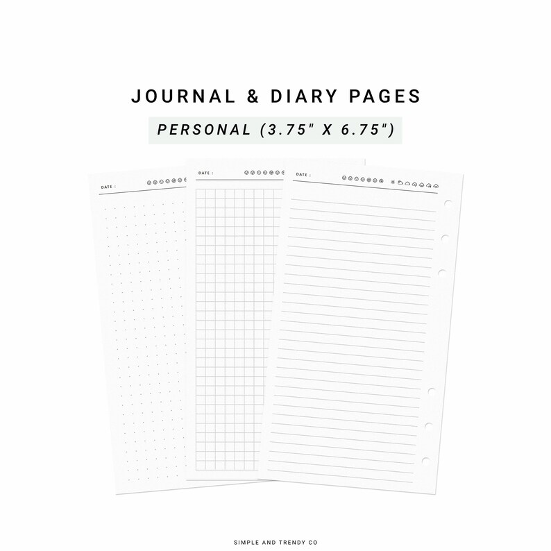 Printable Diary Pages, Travel Journal Personal Planner Inserts, Writing ...