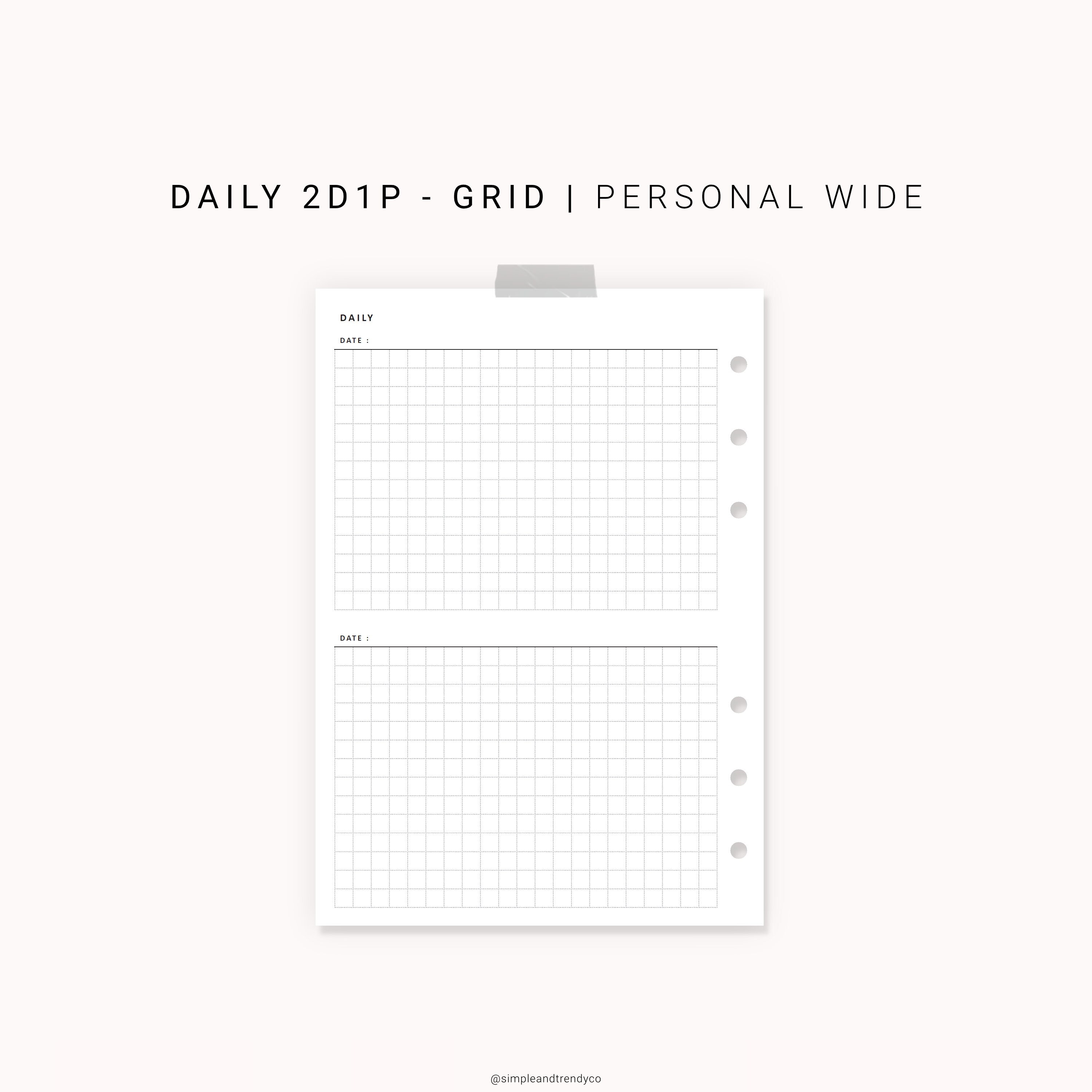 2 Days on 1 page Personal Wide Printable Daily Planner Daily | Etsy