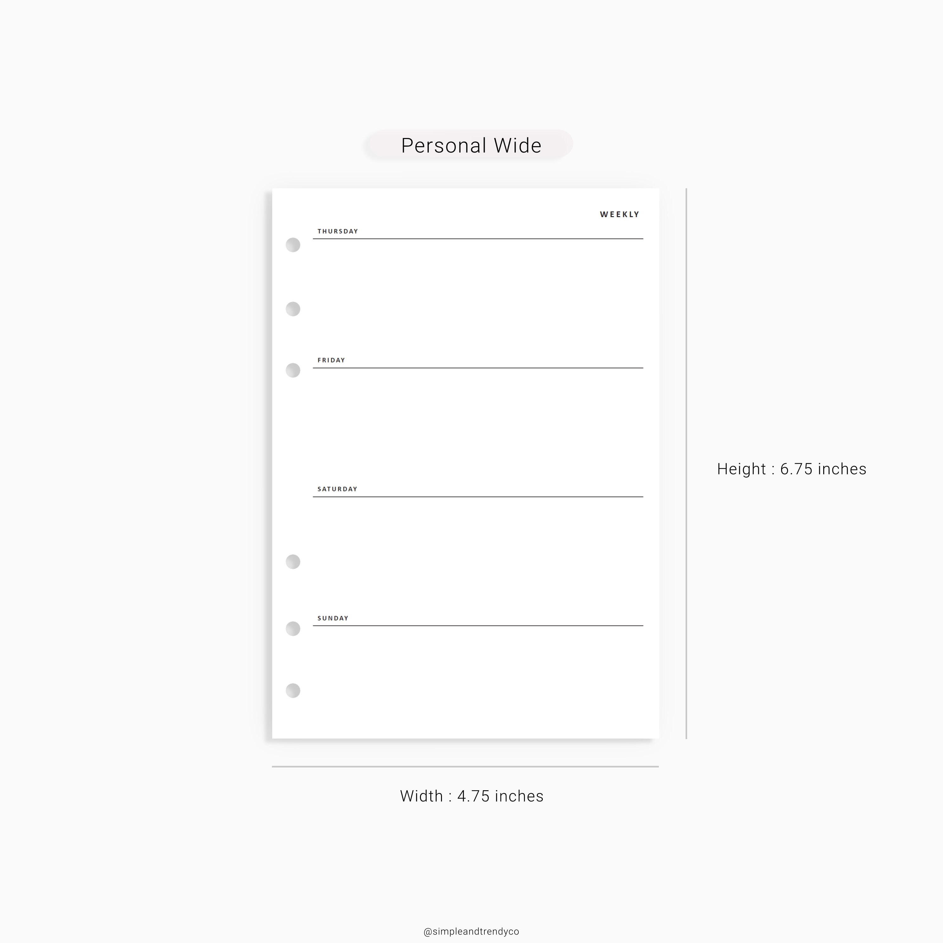Weekly Planner Printable Personal Wide Weekly Schedule | Etsy