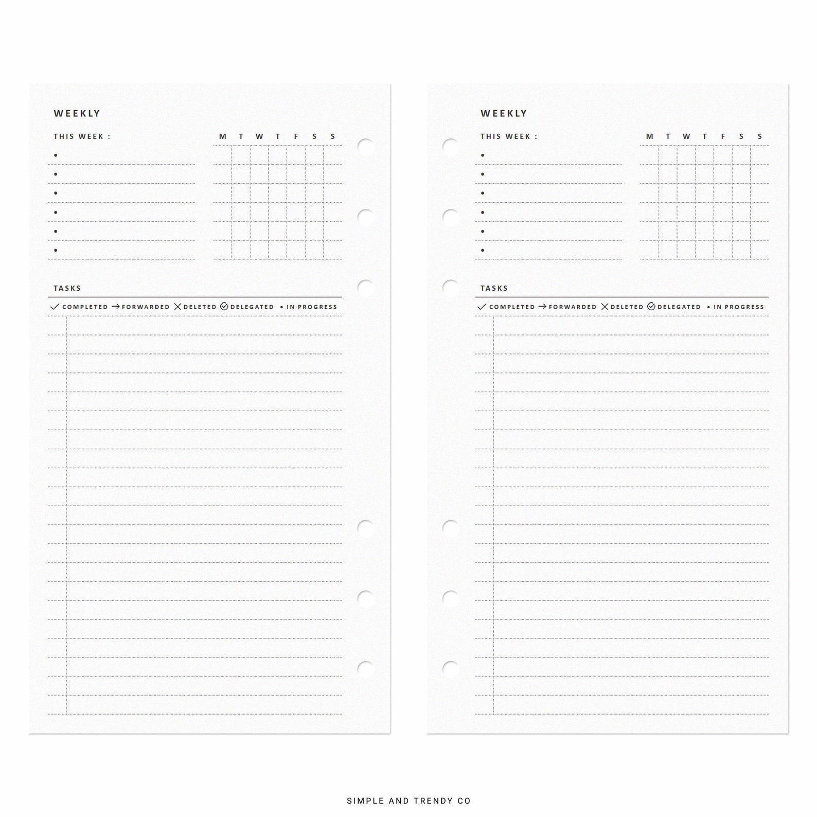 Weekly Planner Calendar Personal Planner Inserts Printable - Etsy