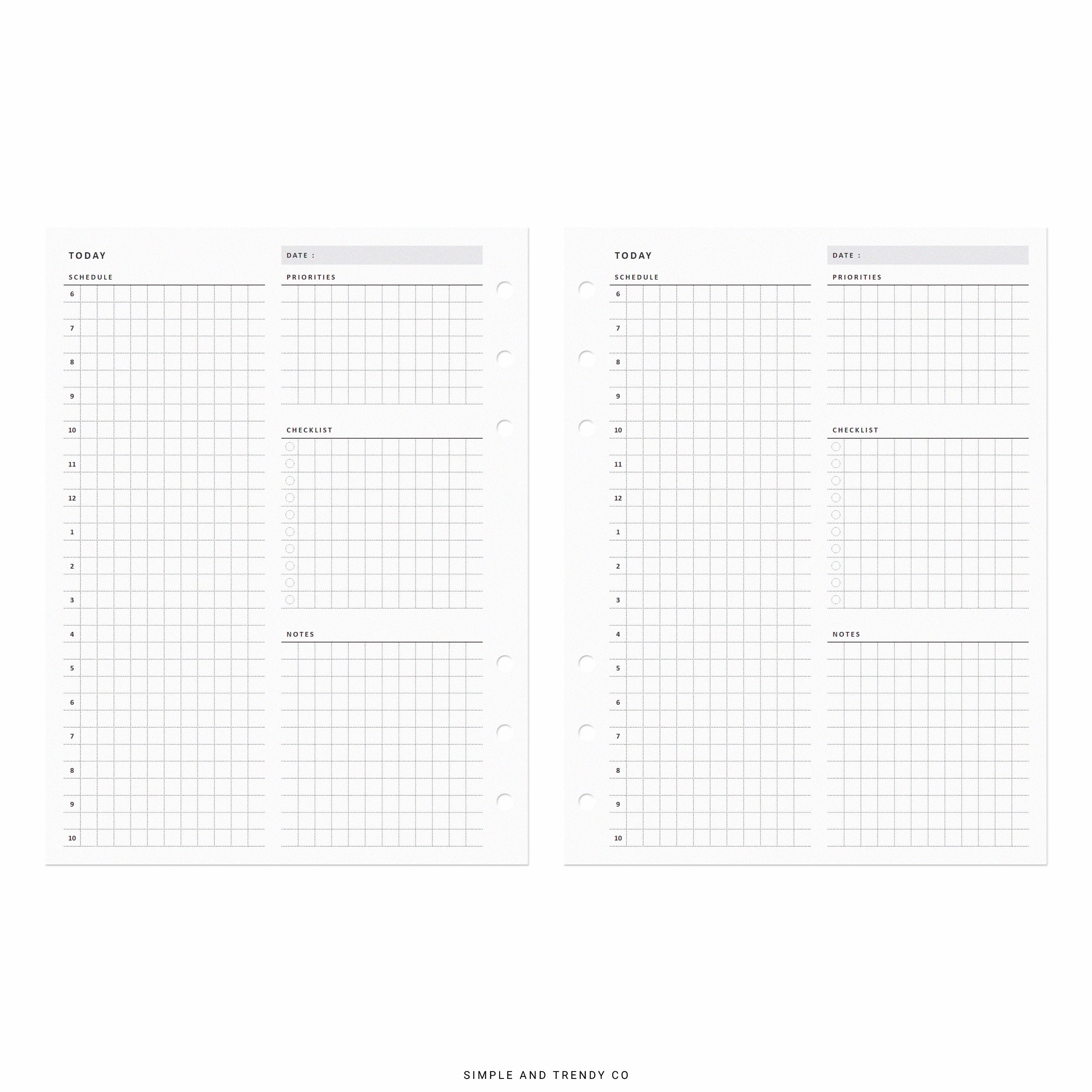 Daily Planner Printable B6 Inserts Daily Planners Half Hour - Etsy