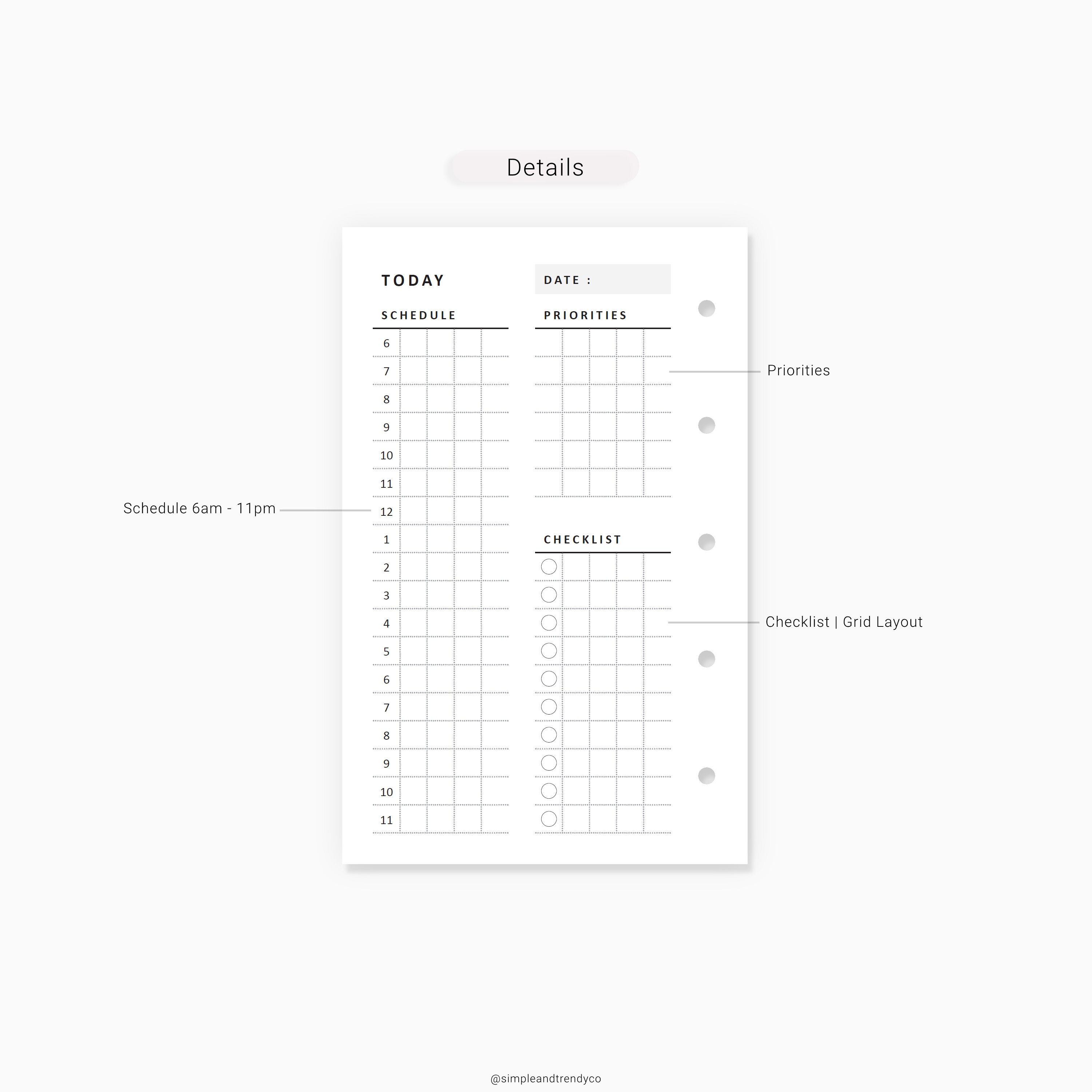 Daily Planner Printable Mini Size Filofax Mini Daily | Etsy