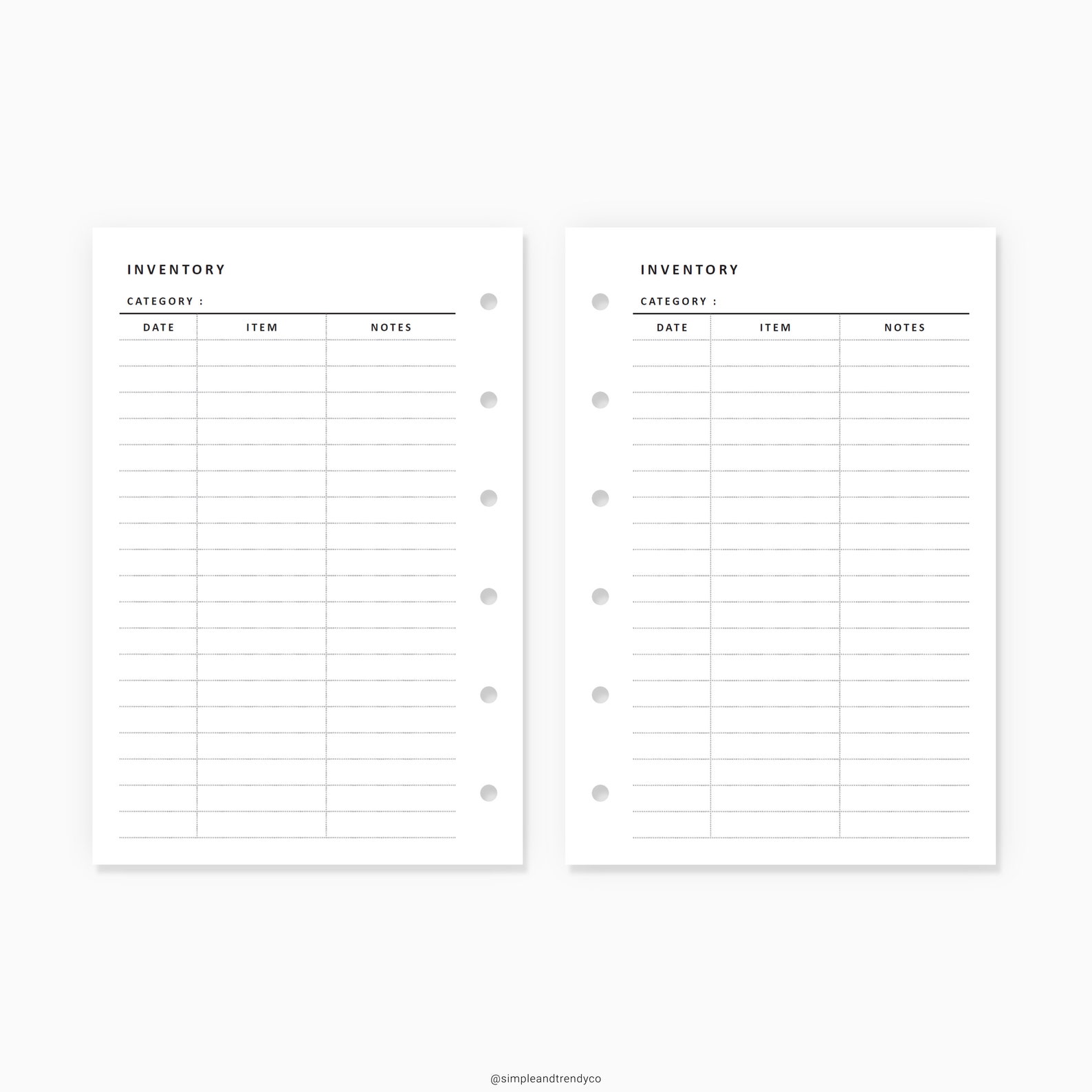 Inventory Tracker Printable Pocket Size Inventory List | Etsy