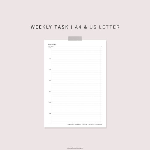 Minimalist Weekly Planner Printable PDF Week on 1 Page Simple | Etsy